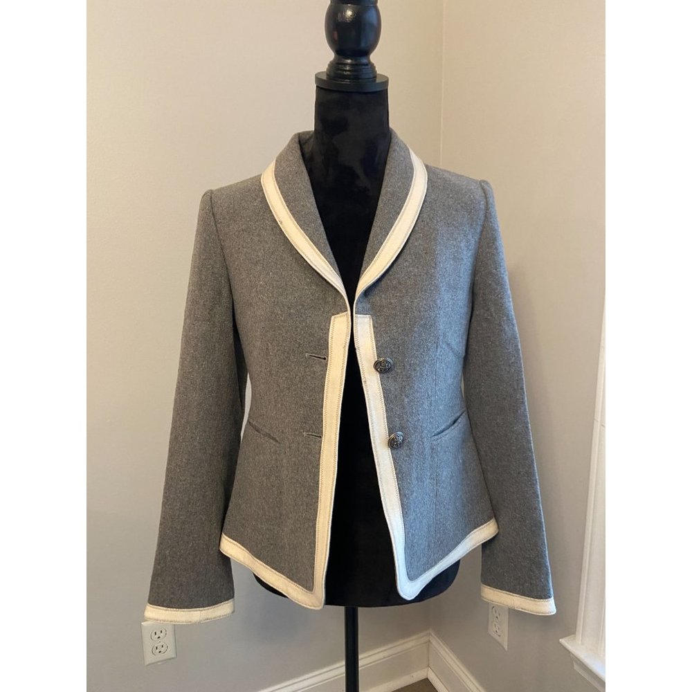 Chelsea & Theodore Grey Wool Blend Blazer Jacket Sz 2 - Gem